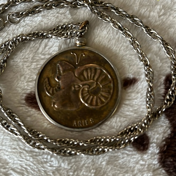 Vintage | Jewelry | Vintage Aries Necklace Copper Coin Medallion ...